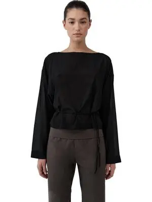 ST. AGNI St. Agni Stretch Silk Bateau Top