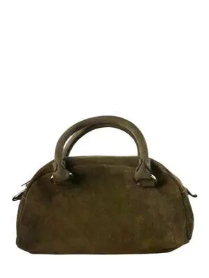 Guidi Suede Top-handle Clutch Bag - Brown