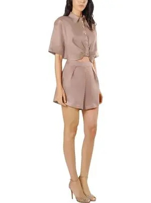 MIA PECULIAR Tailored Linen Shorts - Neutrals