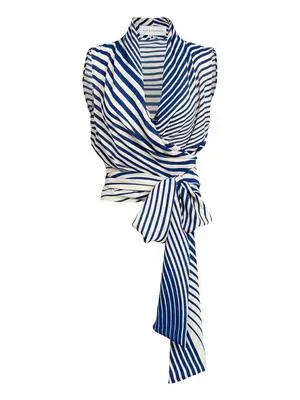 Silvia Tcherassi Joaquina Stripe Print Blouse - Blue