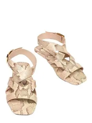 STUART WEITZMAN Snake-effect Square-toe Sandals - Neutrals