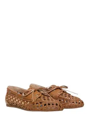 STUART WEITZMAN Tinsley Woven Leather Loafers - Brown