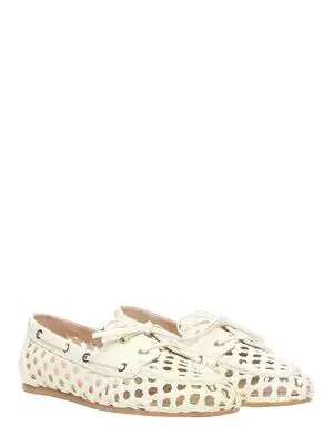 STUART WEITZMAN Woven Leather Boat Shoes - Neutrals