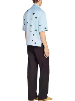 Sandro Flock-print Floral-pattern Shirt - Blue