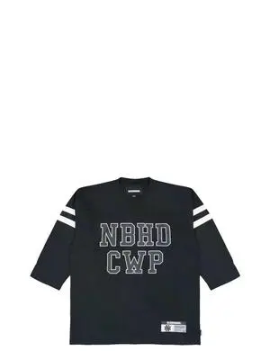 NEIGHBORHOOD Logo-print Striped Sleeve Football T-shirt - Black