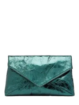 Dries Van Noten Medium Metallic Leather Clutch - Green
