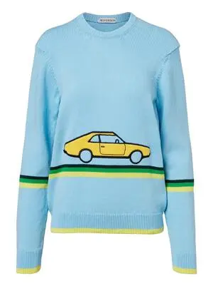 JW Anderson Embroidered Cotton Sweater - Blue