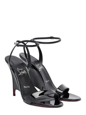 CHRISTIAN LOUBOUTIN Miss Z Patent Leather Wedge Sandals - Black