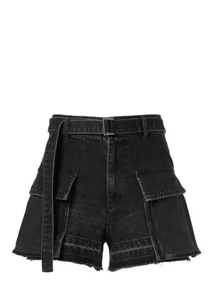 Sacai Belted Denim Shorts - Black