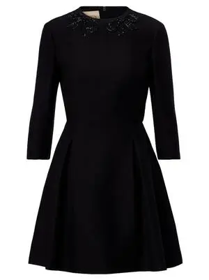 Valentino Garavani Crepe Couture Embellished Mini Dress - Black
