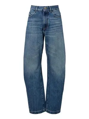 Attico Mid-rise Barrel-leg Jeans In Sky - Blue