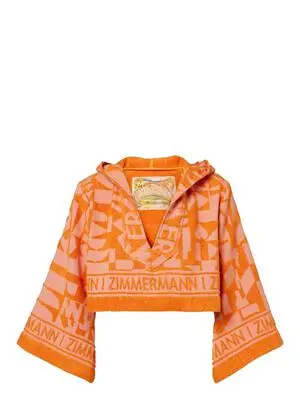 Zimmermann Solstice Towelling Cotton Terry Crop Top - Orange