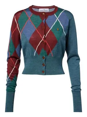 VIVIENNE WESTWOOD Argyle Wool And Cotton Cardigan - Blue
