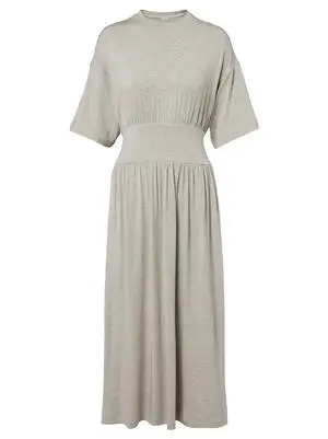 TOTEME Gathered Midi Dress In Pale Melange - Grey