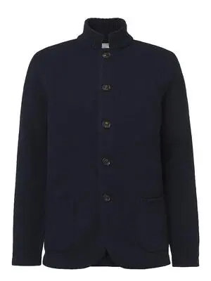 Eleventy Wool And Cashmere-blend Cardigan - Blue
