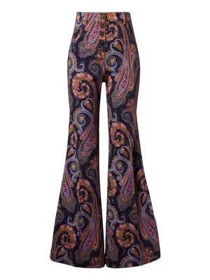 Etro Paisley Cotton-blend Flared Pants - Multicoloured