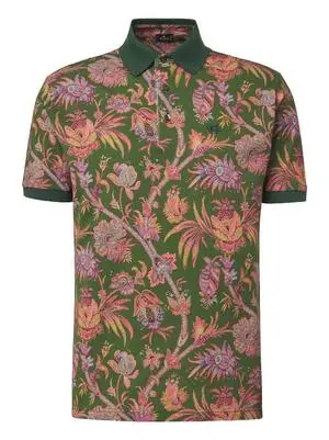 Etro Floral Cotton Pique Polo Shirt - Green