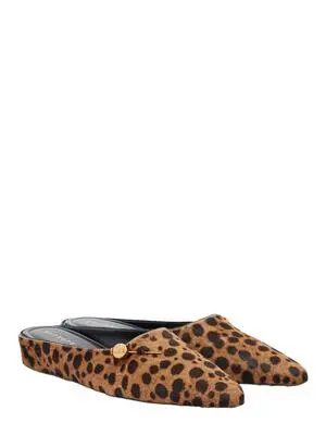 HERBERT LEVINE Cheetah-print Calf Hair Mules - Beige