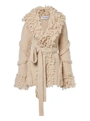 Attico Fringed Wool And Cashmere-blend Cardigan - Beige