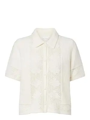 Velvet By Graham & Spencer Rosemond Open-knit Cotton And Cashmere Top - White