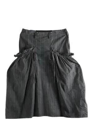 Y’s Pinstripe Drawstring Midi Skirt - Grey