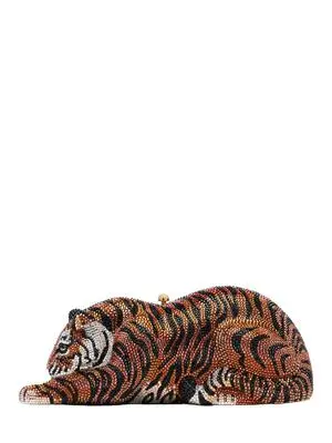 Judith Leiber Wildcat Small Crystal Clutch - Brown