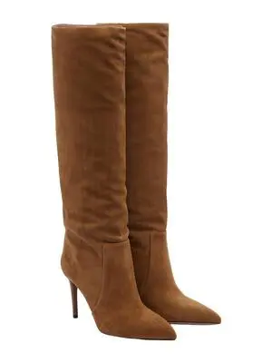 Paris Texas Stiletto Suede Knee-high Boots - Beige
