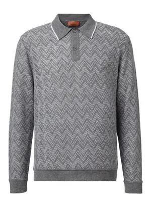 Missoni Zigzag Cashmere Polo Sweater - Grey