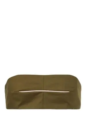 ADRIANA DEGREAS Cotton-blend Bandeau Top - Green