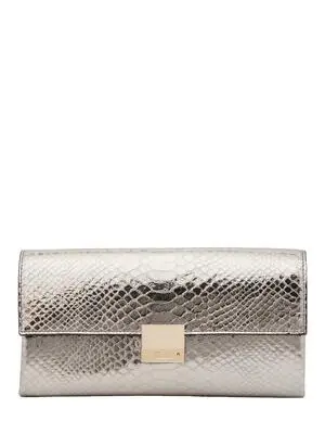 TOM FORD Jean Clutch In Metallic Snake-effect Leather - Silver