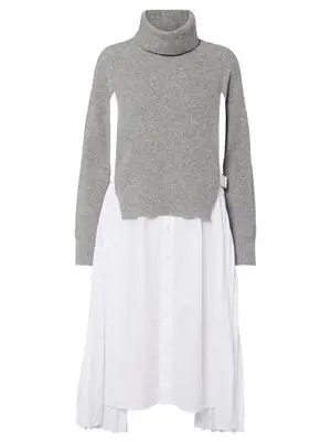 Sacai Layered Turtleneck Midi Dress - Grey