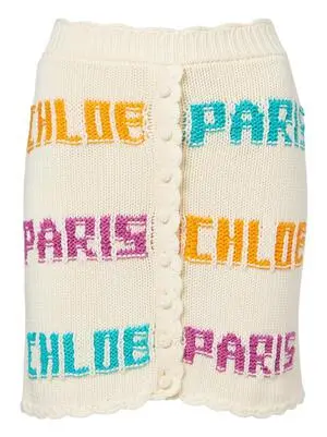 Chloé Knitted Cotton Miniskirt With Scalloped Hem - Multicoloured