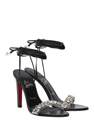CHRISTIAN LOUBOUTIN Embellished Lace-up Sandals - Black