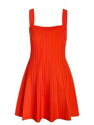 Simkhai Indie Ribbed-knit Fla Mini Dress - Red