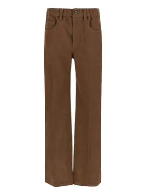 Brunello Cucinelli Elastic Waistband Wide Leg Pants - Brown