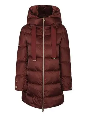 Herno Zip-up Drawstring Hooded Jacket - Red