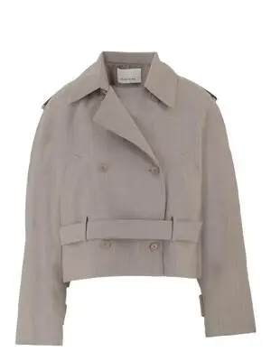 THE FRANKIE SHOP Short Wool Belted Coat - Gray
