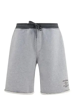 Brunello Cucinelli Cotton French Terry Bermuda Shorts With Embroidery - Gray