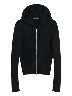 Our Legacy Compact Hood Knitted Zip-up Cardigan - Black