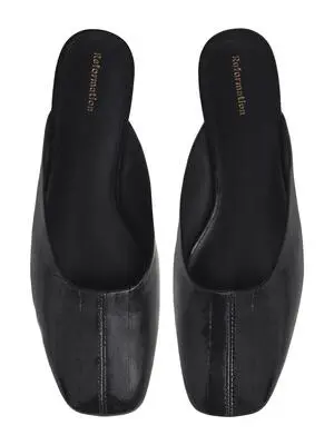 REFORMATION Reformation Inez Flat Mule Black
