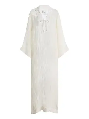 Lisa Marie Fernandez Linen-blend Maxi Tunic Caftan - White