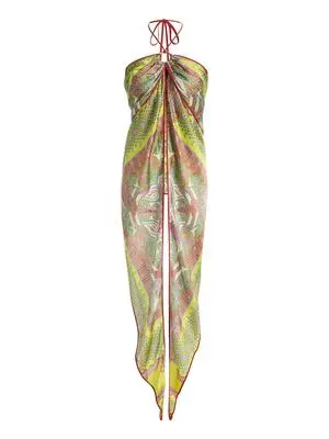 Alexis Vulcano Draped Twill Halter Top - Yellow