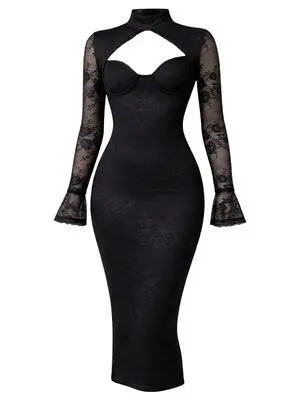 ICON LEVA Seraphina Floral Lace Maxi Dress - Black