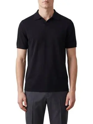KANGRA Short-sleeved Polo Shirt Knitted In Silk And Cashmere Black