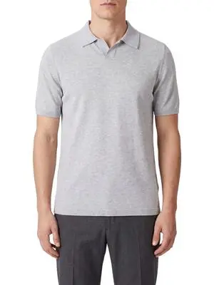 KANGRA Short-sleeved Polo Shirt Knitted In Silk And Cashmere Silver