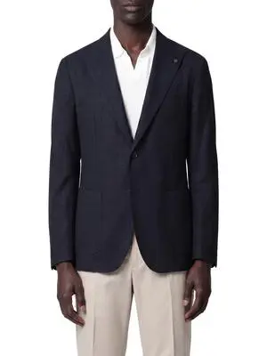 Tagliatore Tagliatore Slim Fit Single-Breasted Virgin Wool Blazer With Peak Lapels Blue