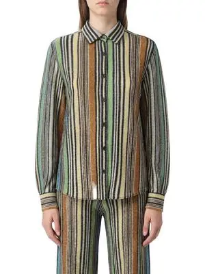 Missoni Long Sleeve Viscose Lurex Striped Shirt - Multicolor