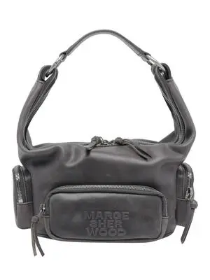 MARGESHERWOOD Smooth Calfskin Leather Hobo Bag With Double Zip Closure - Grey