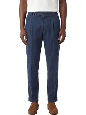 PT TORINO Slim Fit Cotton Chino Trousers With Slash Pockets - Blue