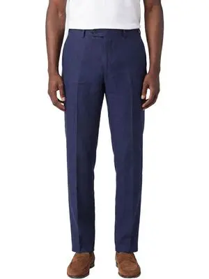 PT TORINO PT Torino Slim Fit Tailored Linen Trousers With Off-Center Closure